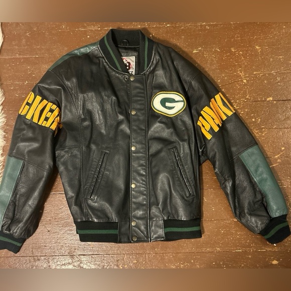 58 Sports | Jackets & Coats | Vintage Green Bay Packers Leather Jacket ...